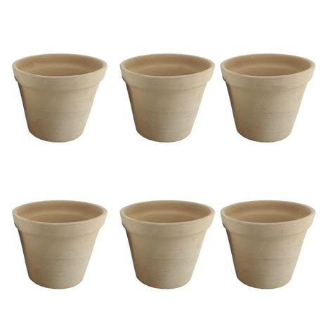 قیمت و خرید گلدان سفالی خام مدل استوانه ای لندنی کد 7 بسته 6 عددی