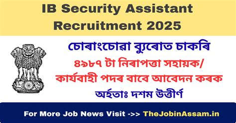 Ib Security Assistant Recruitment 2025 Apply For 4987 Security Ib Security Assistant Recruitment 2025 Apply For 4987 Security