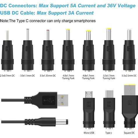 Cablu Adaptor 10 In 1 Aceyoon Cu Mufe Dc Pentru Compatibilitate