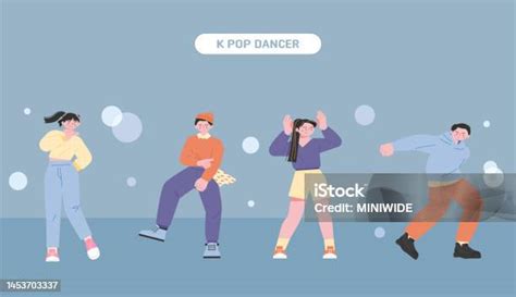 사람들은 파티에서 행복하게 춤을 춥니 다 두 명의 여성 댄서와 두 명의 남성 댄서 춤에 대한 스톡 벡터 아트 및 기타 이미지 춤 한국 한국 문화 Istock