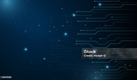 현대 기술 배경 벡터 일러스트 그리고 추상적 인 기술 미래 지향적 인 디자인 어두운 배경 벡터 디자인에 빛나는 파란색 회로와