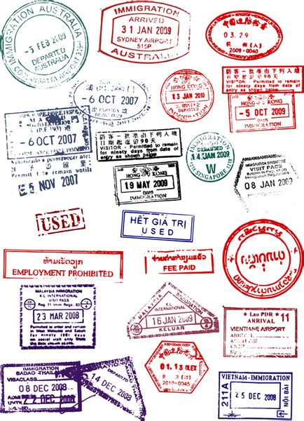 Vector Passport Stamps Design Set Free Vector In Encapsulated