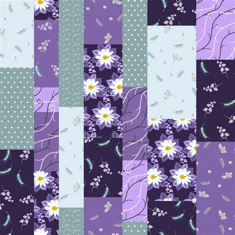 Bright Seamless Patchwork Pattern In Red Colors Patches With Floral