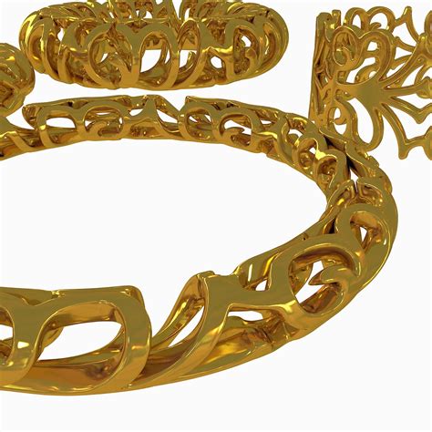 팔찌 보석 귀중한 풍부한 고급 목걸이 고급스러운 금 귀중한 보석 보석 3d 기호 스트립 장식 스트라이프 손목 밴드 체인 크라운 3d 모델 39 3ds Fbx