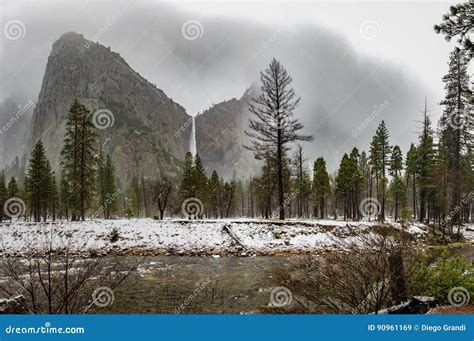 Bridalveil Fall At Winter Yosemite National Park California Usa