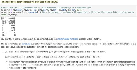 Solved Run The Code Cell Below To Create The Array Used In Chegg