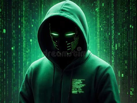 A Hacker With Green Binary Codes Stock Image Image Of Programmer