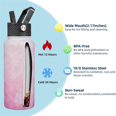 BJPKPK Paquete De Botellas De Agua Aisladas Con Tapas Con Pajilla Botella De Agua De Metal De