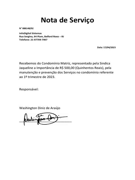 Nota De Serviço Pdf