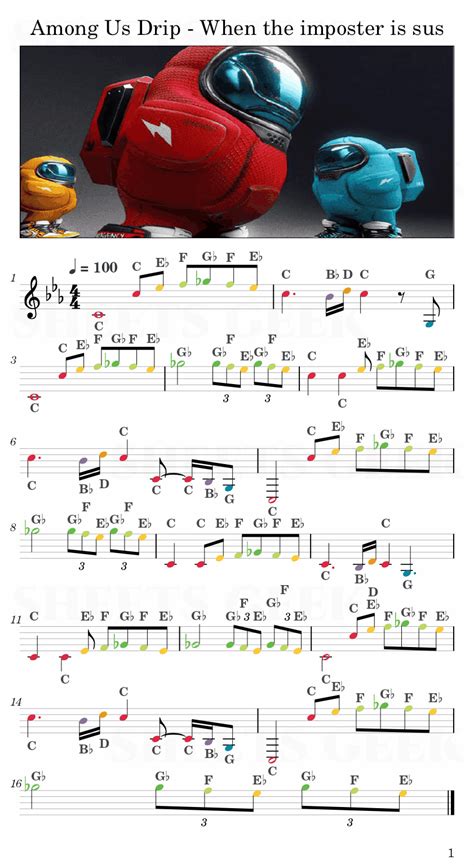 Among Us Drip When The Imposter Is Sus Easy Sheet Music