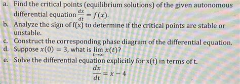 A Find The Critical Points Equilibrium Solutions