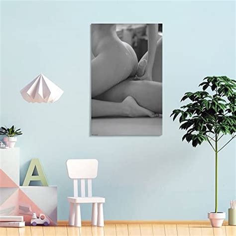 Black And White Erotic Art Cumshot PleasurePenis Bear Naked Girl Poster