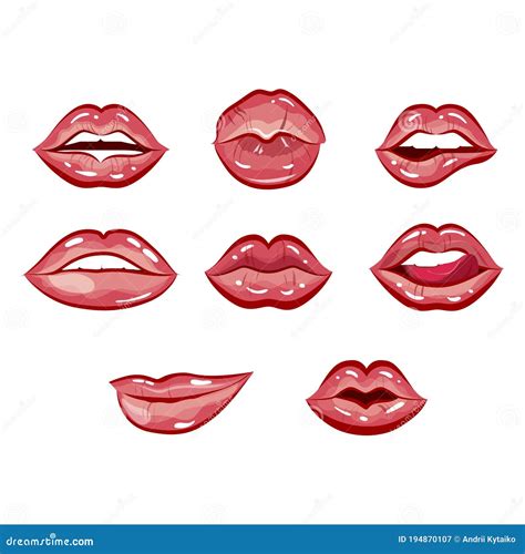 And Seductive Female Lips Vector Lipstick Mouth Stock Vector