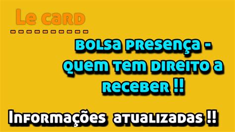 Lugares Aceitam O Novo Cartão Do Bolsa Presença Youtube