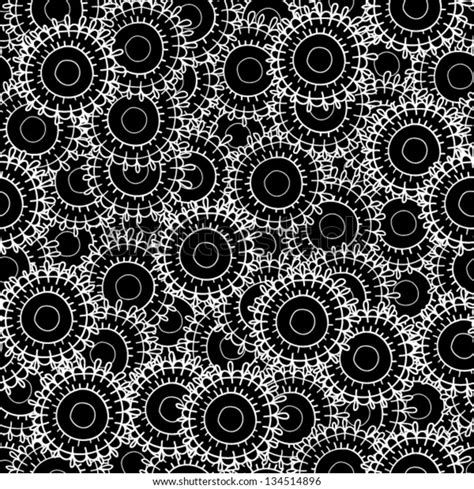 Endless Seamless Black Flowers Background Texture Stock Vector Royalty