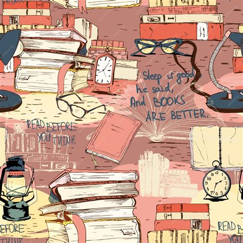 Premium Vector Books Reading Seamless Background