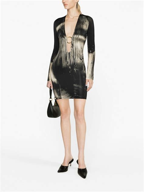 Louisa Ballou Printed Cut Out Short Dress Louisa Ballou