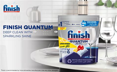 Finish Powerball Quantum ALL in 1 Dishwasher, Lemon Sparkle, 200 ...