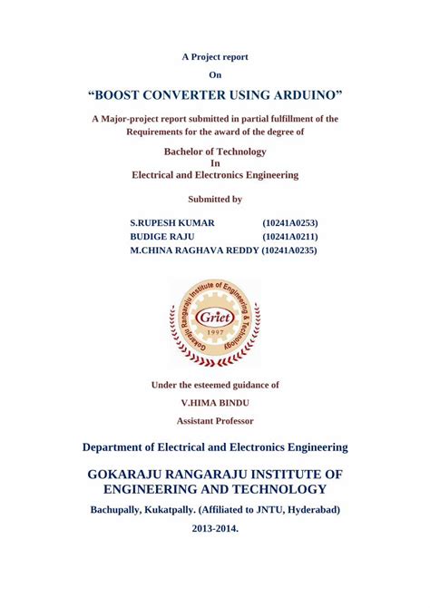 PDF BOOST CONVERTER USING ARDUINO PDF FileA Project Report On BOOST CONVERTER USING