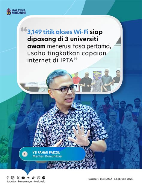 3,149 TITIK AKSES WI-FI SIAP DIPASANG DI UNIVERSITI AWAM MENERUSI FASA PERTAMA, USAHA TINGKATKAN ...