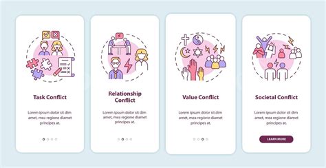 Conflict Types Onboarding Mobile App Page Screen Type Brochure Welcome