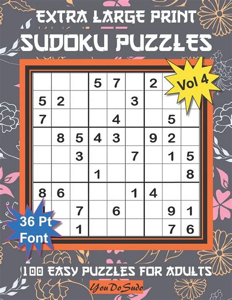 Extra Large Print Sudoku Puzzles 100 Easy Puzzles For Adults And