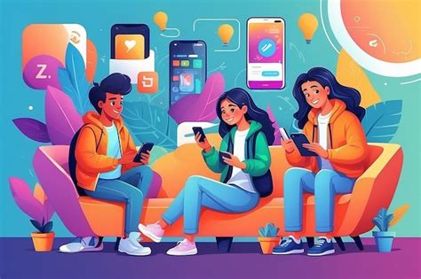 Premium Photo Gen Z Communication Flat Concept Vector Illustration Young People With