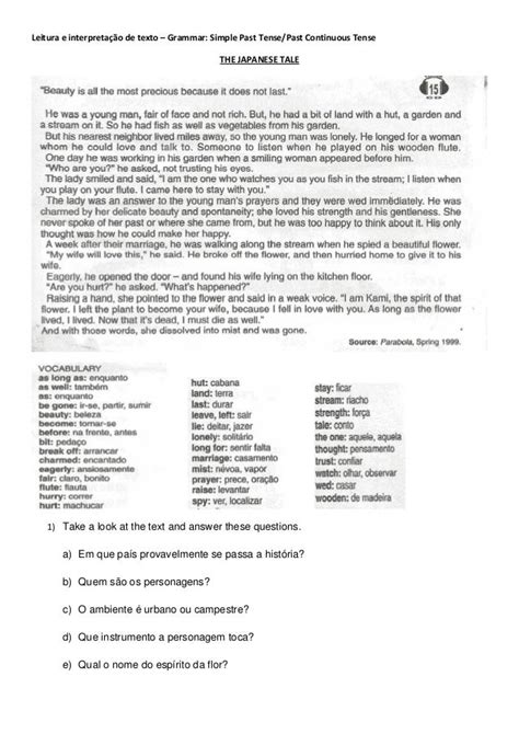 Interpretacao De Texto Em Ingles Para O 6o Ou 7o Ano Com Gabarito Images