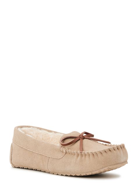 Joyspun Womens Genuine Suede Moccasin Wide Width Available