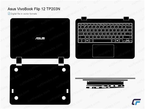 Asus VivoBook Flip 12 TP203N 2020 Cut File Template CutFileLabs