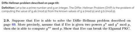 Solved Diffe Hellman Problem Described On Page Chegg Com