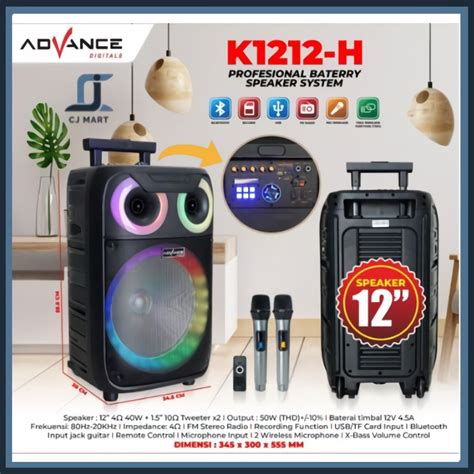 Advance K1212 H Speaker Meeting Bluetooth 12 Inch Free 2 Mic Wirelles Lazada Indonesia