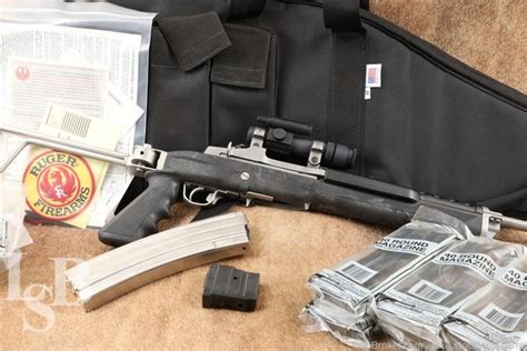 Ruger Mini 14 Ranch Stainless 223 Folding Stock Rifle Aimpoint 3000 Mags Lsb Auctions