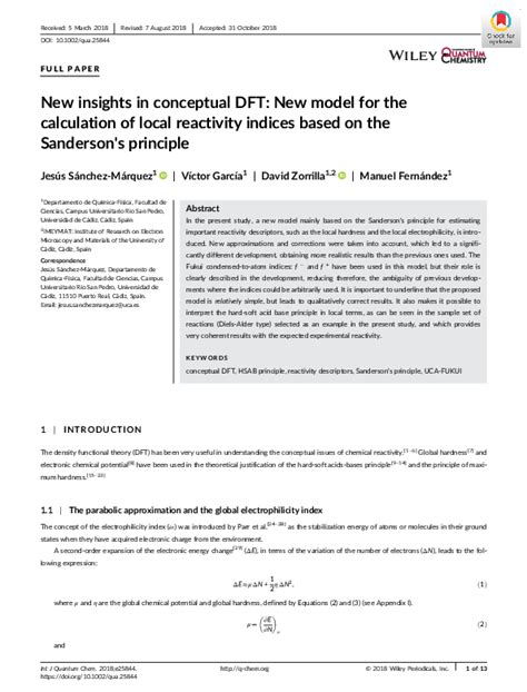 Pdf New Insights In Conceptual Dft New Model For The Calculation Of
