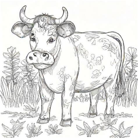 A Drawing Of A Cow With Spots On Its Face Ai Image Premium Ai