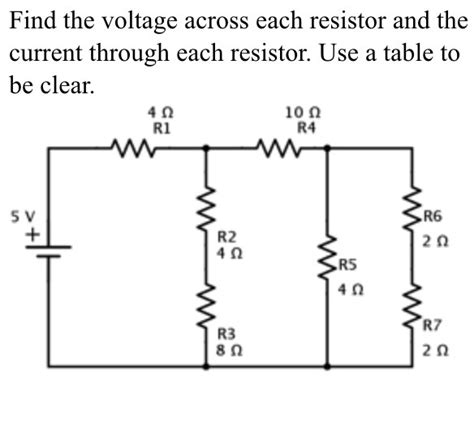 Solved Find The Voltage Across Each Resistor And The Current Chegg