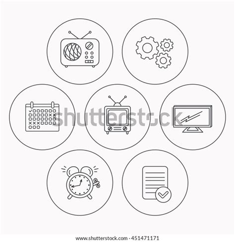 Tv Retro Radio Alarm Clock Icons Stock Illustration 451471171