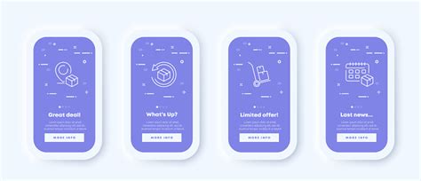 배달 세트 아이콘입니다 주소 지도 포인터 목적지 상자 패키지 소포 보관실 카트 달력 날짜 배달 물류 개념 신형성 Ui 전화 앱 화면 벡터 선 아이콘 교통수단에 대한 스톡