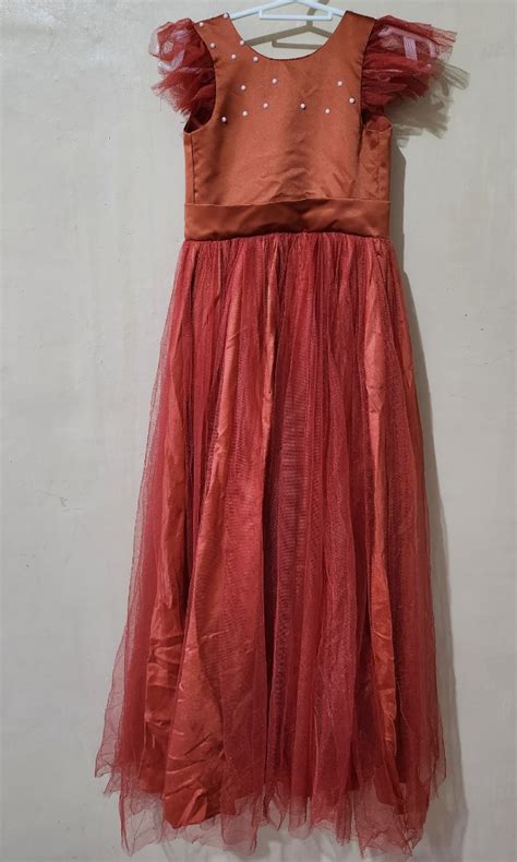 Rust Orange Tulle Dress Gown On Carousell