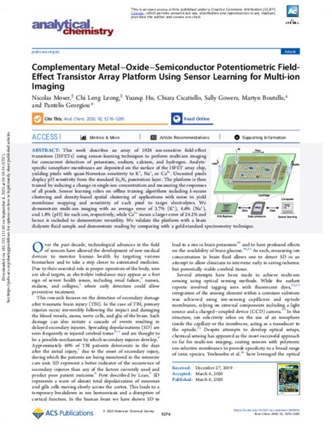 Pdf Complementary Metaloxidesemiconductor Potentiometric Field Effect Transistor Array