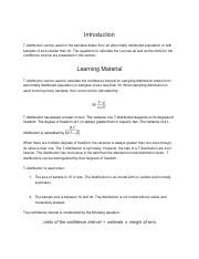 T Distribution Introduction