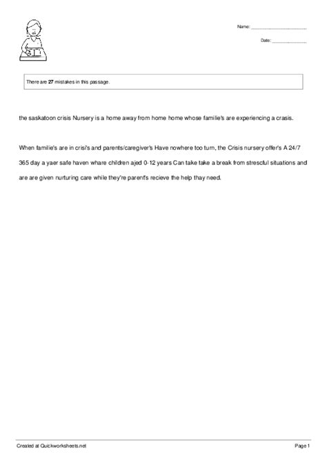 Untitled Worksheet Error Correction Worksheet Quickworksheets