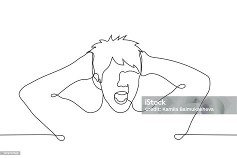Ilustración De Hombre Gritando De Desesperación Pánico Vector De Dibujo