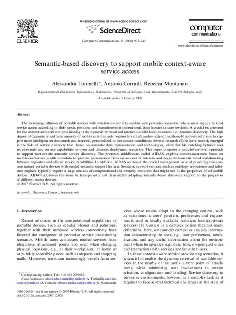 Pdf Semantic Based Discovery To Support Mobile Context Aware Service Access