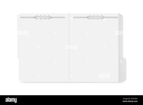 Open File Folder With Cut Tabs And Fastener To Keep Paper Sheets Vector Mockup Letter Size