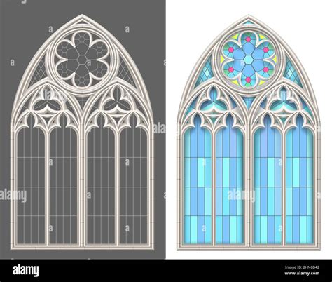 Medieval Gothic Stained Glass Window Vector Set Stock Vector Image
