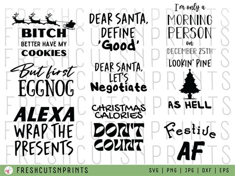 Funny Christmas Quotes SVG Bundle Silhouette Christmas Svg Etsy