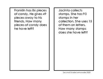 Subtraction Word Problems With And Without Regrouping By Nd Grade Lemonade