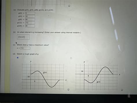 a ﻿evaluate g 0 g 4 g 8 g 12 ﻿and