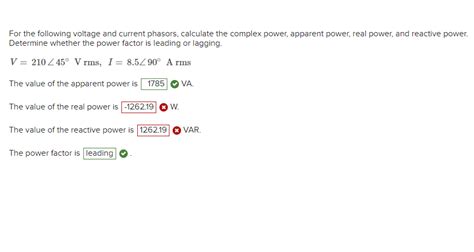 Solved For The Following Voltage And Current Phasors